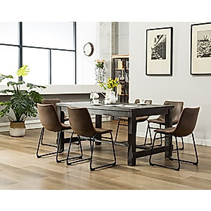 Roundhill Furniture 7 Piece Lotusville Wood Dining Table With Chairs Set, Vintage Brown