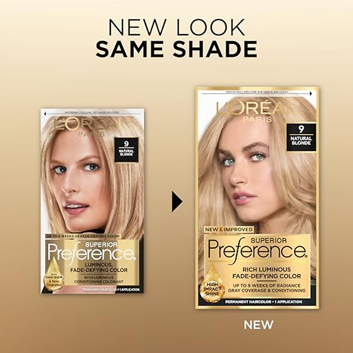 L'Oreal Paris Superior Preference Fade-Defying + Shine Permanent Hair Color, 9 Natural Blonde, Pack of 1, Hair Dye