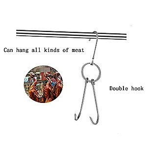 Setaria Viridis 3 PCS Double Meat Hooks Roast Duck Bacon Hams Shop Hook BBQ Grill Drying Hanger Cooking Tools Accessories for Peking Duck (Silver)