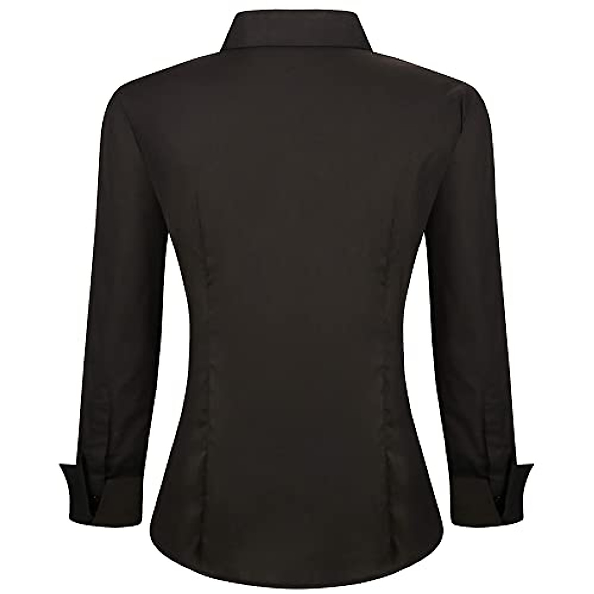 Esabel.C Womens Button Down Shirts Long Sleeve Regular Fit Cotton Stretch Work Blouse Black S