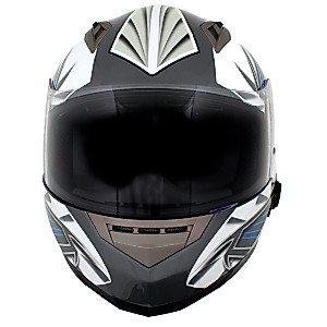 Milwaukee Helmets H512 Titanium and Blue Chit-Chat Black Full Face Motorcycle Helmet w/Intercom - Built-in Speaker and Microphone for Men/Women - Medium