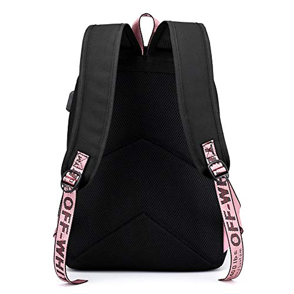 CUSALBOY Kpop Backpack Lisa Rose JISOO Jennie Color Photo Computer Backpack FashionTravel Business Work Backpack Whit USB Port (Pink)