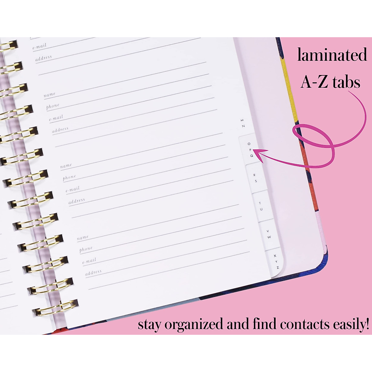 Kate Spade New York Address Book with A-Z Tabs, Navy Floral Leatherette Telephone Book Includes Birthday/Anniversary Calendar and 146 Contact Pages, Swing Flora