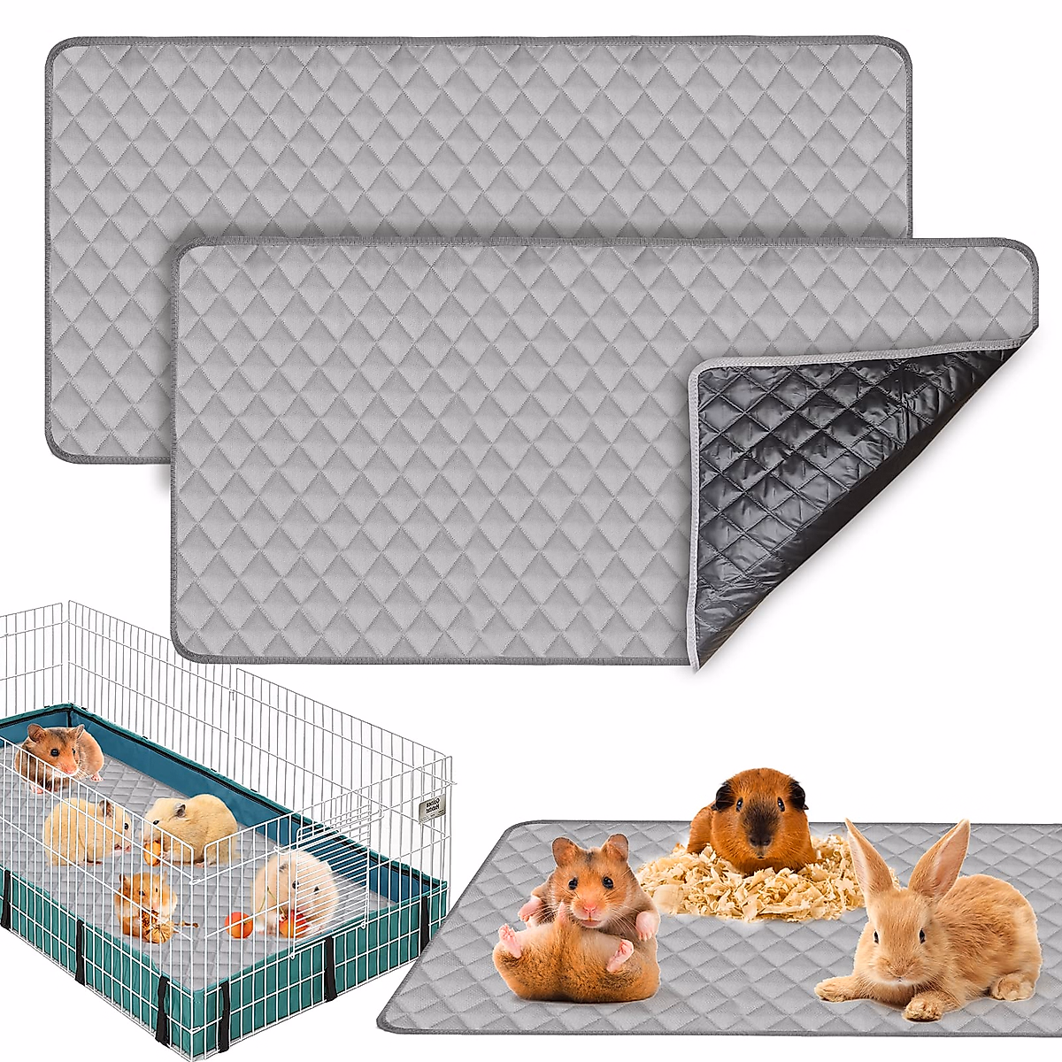 AIERSA 2Pack Guinea Pig Cage Liners - Super Absorbent and,Odor Control,Guinea Pig Bedding Solution 23" x 47"