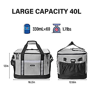 Famassi Cooler Bag 30/60 Cans, Collapsible Soft Cooler Insulated Leak Proof, Travel Cooler for Camping, Beach, Picnic, BBQ, Shopping, with Bottle Opener & Removable Shoulder Strap