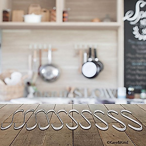 Flat S-Shaped Hanging Hooks - for Kitchen Utensils, Garage or Garden Tools, etc. - Heavy Duty Genuine Solid 304 Stainless Steel - Multi Purpose - This Kit Contains 10 Large Hooks