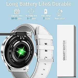 Efolen Smart Watch for Women, Fashion Fitness Watch for iPhone Android Phone Answer/Make Call, 1.32'' HD Full Touch Screen Smartwatch with GPS Tracker Heart Rate Sleep Monitor Pedometer, Silver