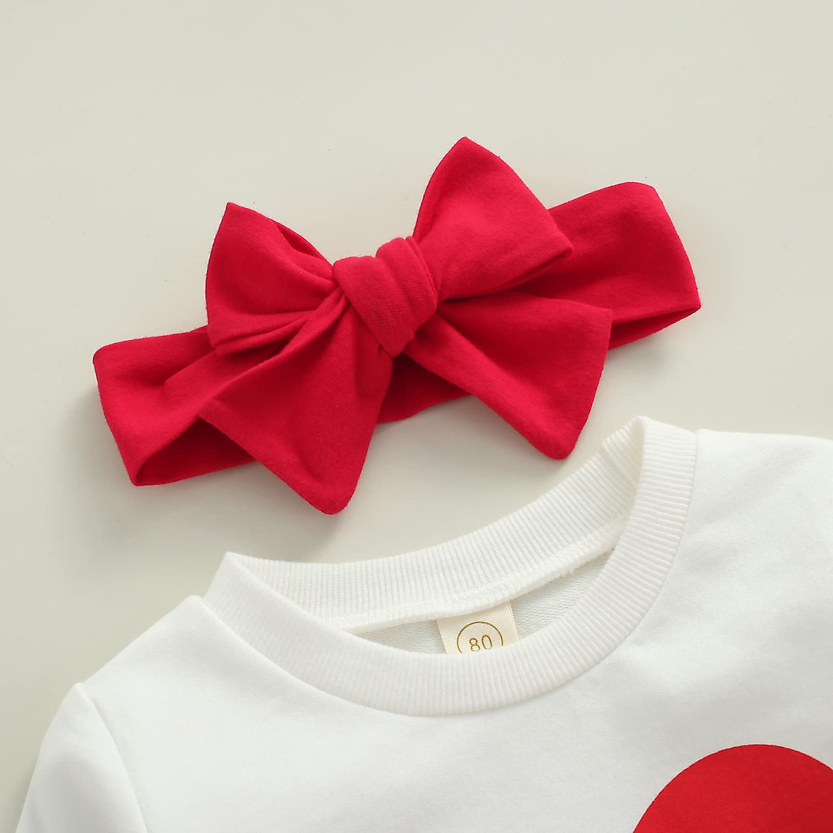 Toddler Baby Girl Valentine's Day Clothes Outfit Set 3Pcs Long Sleeve Love Heart Pullover Tops Flare Pants Headband (Love Heart Print,3-4 Years)