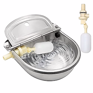 MUDUOBAN Automatic Water Bowl with Float Valve Stainless Steel Water Feeder Trough for Livestock Animal Horse Cattle Sheep Hog Goat Pet Dog