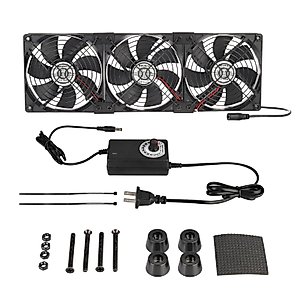 Neukniy 3X 120mm Computer Fan with AC Plug, AC 110V 120V 220V 240V Cabinet Cooling Fan with Speed Controller, Cooling for Windows, Plant Cabinet, Crawl Space, Basement, Laundry Room, Garage, Attic