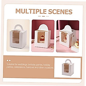 HEMOTON 24pcs Cupcake Boxes Pastry Box Mini Cake Box Mini Paper Cups Clear Cake Box Dessert Boxes with Window Cupcake Carrier Box Kraft Boxes White Card Party Cupcake Boxes Handheld Trunk