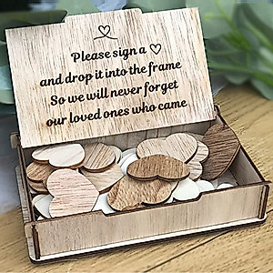 Y&K Homish Transparent Wedding Guest Book Alternative for Party Reception 80 Hearts Green Wreath Rustic Brown