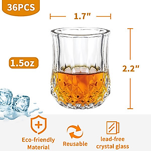 INFTYLE Shot Glasses Set of 36-1.5oz Clear Glasses Shot Glass Set with Heavy Base Whiskey Glasses Great for Vodka Tequila, Cocktail