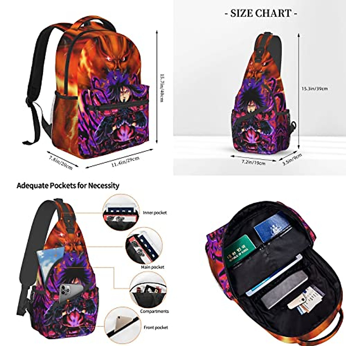 Lomaiwei Anime Backpack 3D Printed Shoulder Bag Set Cartoon Casual Backpack Messenger Backpack Unisex