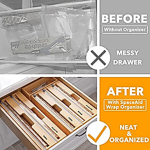 SpaceAid Bag Storage Organizer (1 Box 4 Slots), WrapNeat 2 in 1 Long Wrap Dispenser