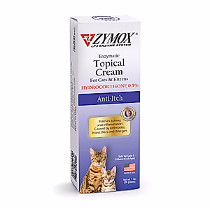 Zymox Enzymatic Anti-Itch Topical Cream with 0.5% Hydrocortisone for Cats & Kittens, 1 oz. – Multi-Purpose Cream for Hot Spots, Itchiness, Rashes, Skin Irritation, Allergies & Insect Bites