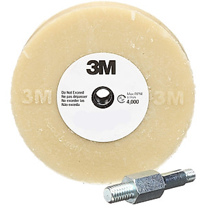 Cubitron 3M Stripe Off Wheel Adhesive Remover Eraser Wheel Removes Decals, Stripes, Vinyl, Tapes and Graphics 4” diameter x 5/8” thick 3/8-16 threaded mandrel 07498 Pack of 1
