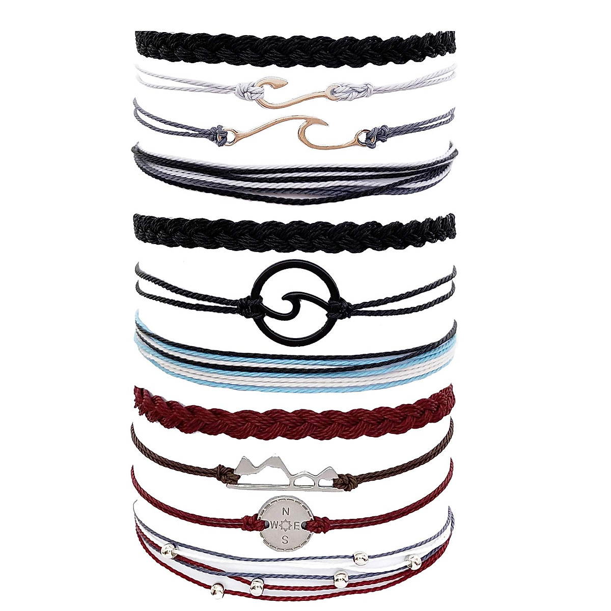 HUASAI Vsco String Bracelets for Teen Girls Women Waterproof Boho Rope Bracelets Wave Surfer Bracelets Summer Beach Anklets