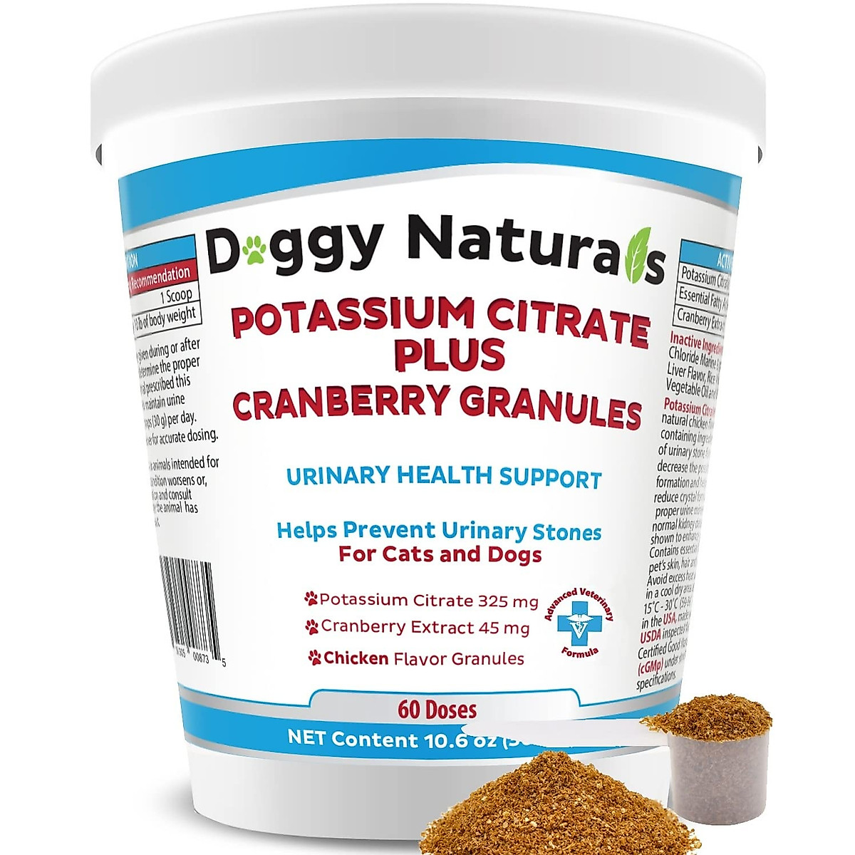 Potassium Citrate Plus Cranberry Granules 300gm for Cats and Dogs - Urinary Tract Support-Helps Deter Formation of Calcium Oxalate Stones - Deters Bladder & Kidney Stones (Made in U.S.A)