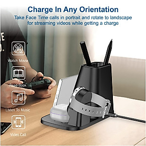 UKERSO 4 in 1 Charging Station for Samsung S23 Ultra Plus S22 S21 S20 Note20 Z Flip 4/3 Z Fold,Fast Wireless Charger Stand Compatible with Galaxy Watch 5 Pro/4/3/Active 2/Gear S4,Buds