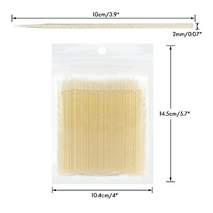 400PCS Crystal Micro Brush Applicator Disposable Micro Cotton Swabs for Eyelash Extensions Makeup Clean (Head Diameter: 2.0mm) (Gold)