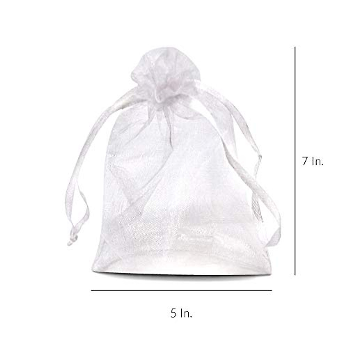 Organza Bags - 50 Pack 5x7 Inch Small Sheer Drawstring Pouches, Mini White Sachet Mesh Cloth Bags in Bulk for Business, Party Favor Gifts, Jewelry, Soap, Lip Gloss, Weddings, Candy, Treats