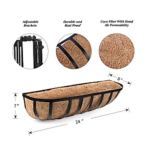 Sekcen Railing Planter Window Box Deck Balcony Rail Planter 24 Inch for Porch Fence Patio Outdoor 4 Pack