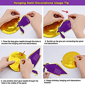 Birthday Decorations for Women girls, Purple Gold Birthday Decorations for Women with Bunting Banner, Fringe Curtains, Hanging Swirl,Tablecloth Balloons Arch Kit Engagement Anniversary Party Decor Suit