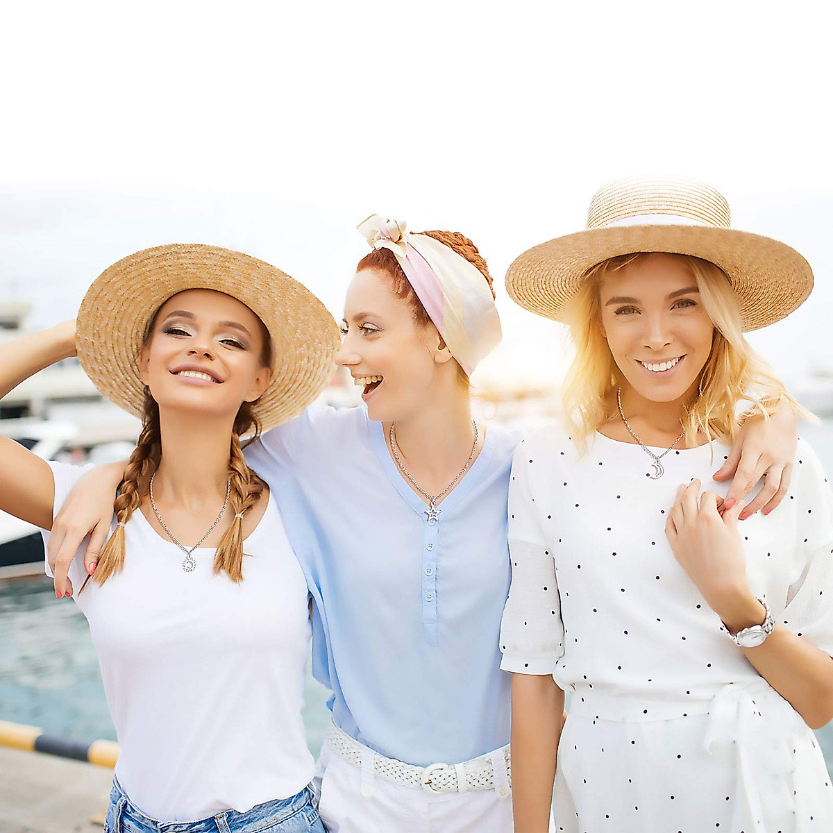 Friendship Necklace for 3 Trio Necklaces for Best Friends Matching Sun Moon Star Necklace Friendship Jewelry Gifts for 3 Women Teens Girls