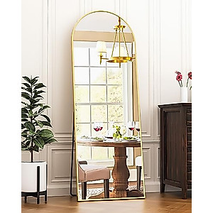 Antok Full Length Mirror, 65"x22" Floor Mirror Freestanding, Full Body Floor Standing Mirror with Stand for Bedroom, Hanging Mounted for Living Room Cloakroom, Gold