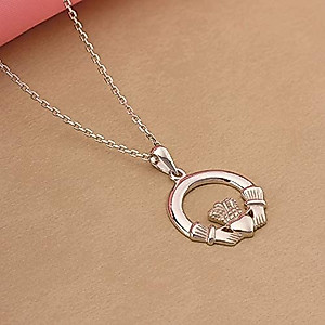 Claddagh Pendant Sterling Silver Necklace Made in Ireland