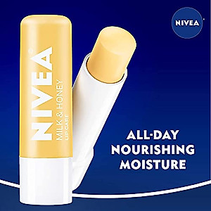NIVEA A Kiss of Milk & Honey Natural Defense & Soothing Lip Care 0.17 oz (Pack of 4)