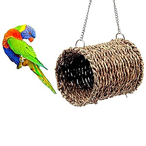 POPETPOP Seagrass Bird Hut - Bird Tent Snuggle Toy Sea Grass Bird & Small Animal Snuggle Hut