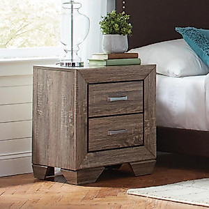 Coaster Home Furnishings Kauffman 2-Drawer Nightstand Bedside Table Composite Wood-Like Decorative Laminate Washed Taupe 204192