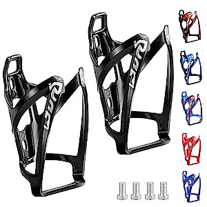 Suruid Bike Water Bottle Cage, Universal Drink Holder, Durable Ultralight and Plastic for Bicycle, Cycling, MTB, Road/Mountain Bikes, 2 Pack - Black