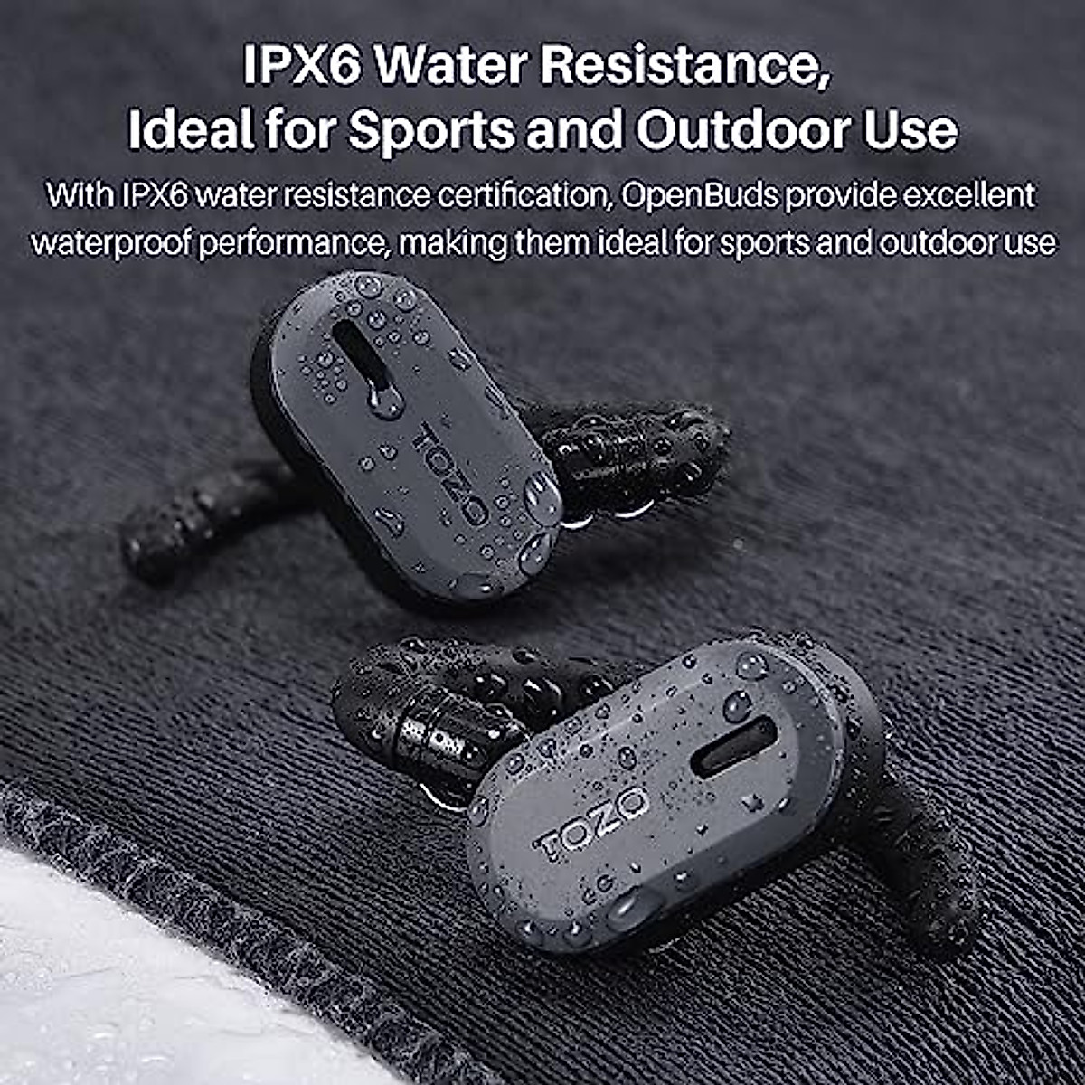 TOZO Open Buds Lightweight True Wireless Earbuds with Multi-Angle Adjustment, Bluetooth 5.3 Headphones with Open Ear Dual-Axis Design for Long-Lasting Comfort, Crystal-Clear Calls for Driving, Black