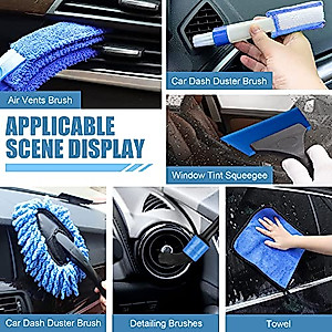 ESERRUY 20 PCS Car Interior Detailing Kit, Car Cleaning Kit with High Power Portable Handheld Vacuum, Auto Detailing Drill Brush Set, Car Windshield Cleaner, Car Wash Kit Supplies for Exterior Wheels