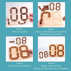 ThinkMax Wooden Number Puzzles, Number Peg Boards for Toddlers, Preschool Education Math Stacking Block, Christmas and Birthday Gifts for Boys Girls