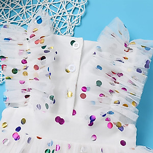 AWIBMK Baby Girls 1st Birthday Outfit Colorful Polka Dots Princess Tutu Dress Cake Smash Clothes for Photo Shoot White 12-18 Months