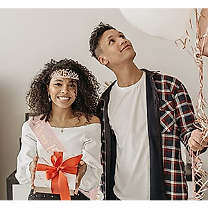 15th Birthday Decorations for Girls，Rose Gold 15 Birthday Crown Tiara ，Cake Topper, Birthday Sash with Peal Pin and Birthday Candles Kit,15th Birthday Gifts for Girls