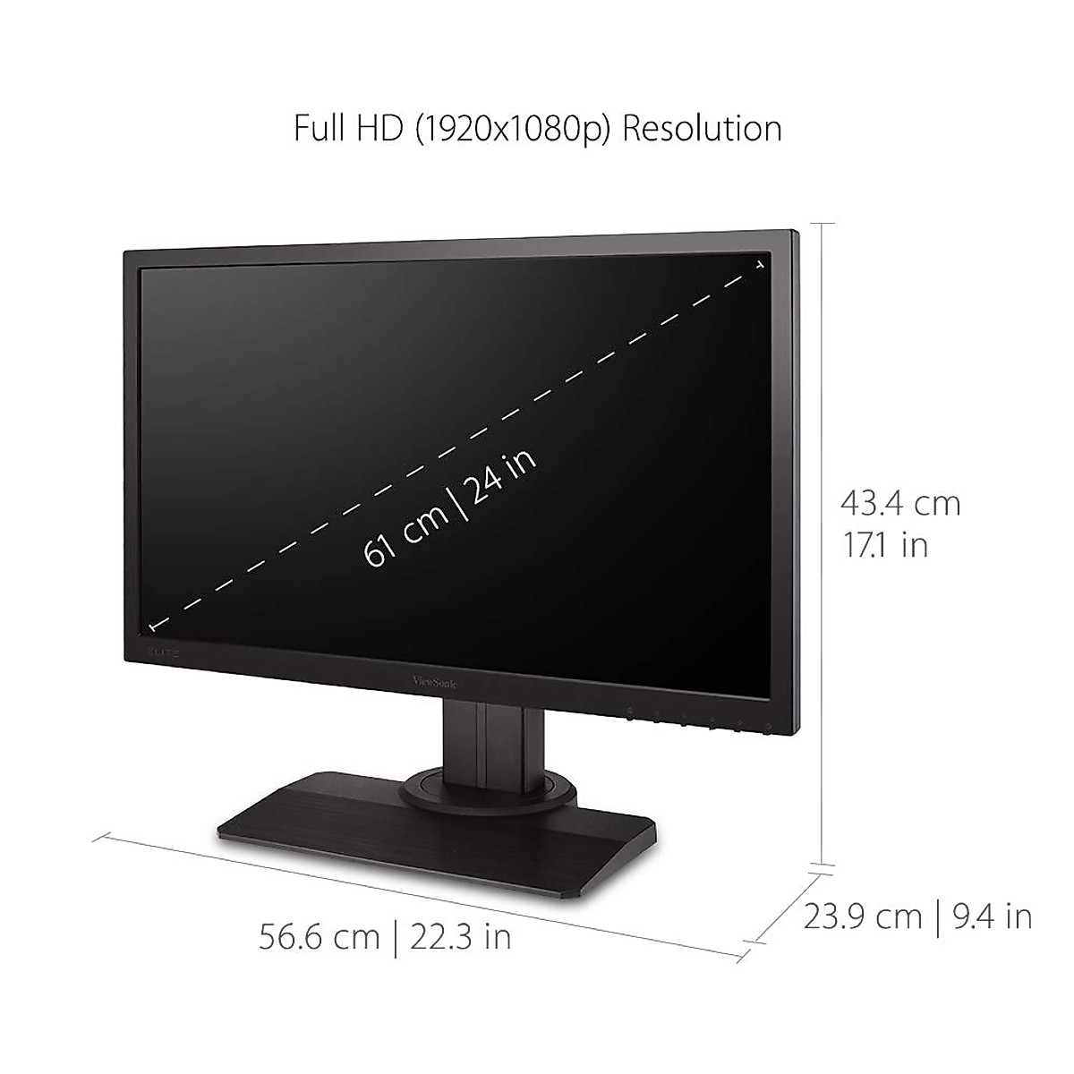 ViewSonic Elite XG240R 24 Inch 1080p 1ms 144Hz RGB Gaming Monitor with FreeSync Eye Care Advanced Ergonomics for Esports (Renewed)
