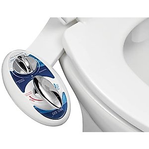 LUXE Bidet NEO 320 - Hot and Cold Water, Self-Cleaning, Dual Nozzle, Non-Electric Bidet Attachment for Toilet Seat, Adjustable Water Pressure, Rear and Feminine Wash, Lever Control (Blue)