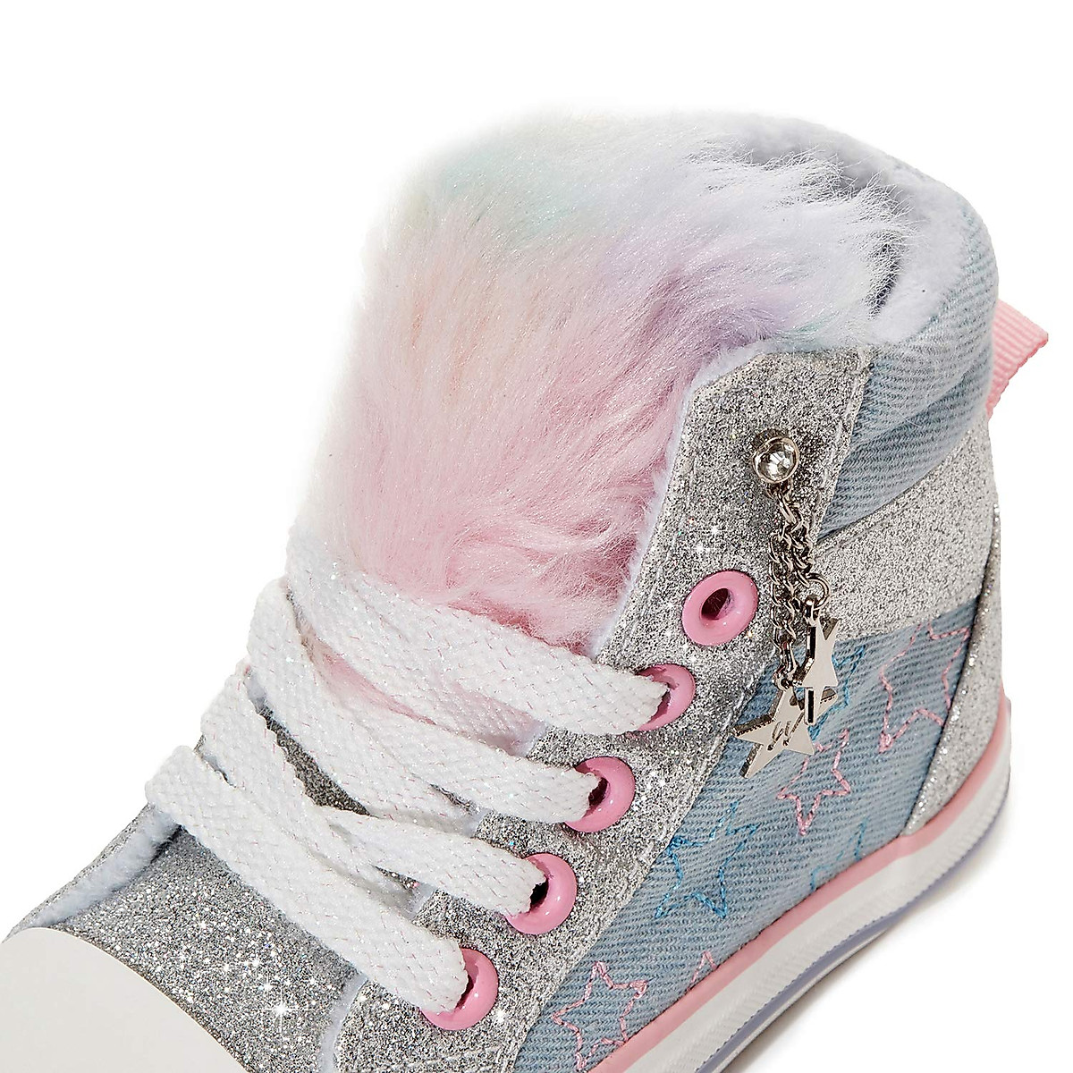 Weestep Girls Toddler/Little Kid Glitter Unicorn Bow Sneaker Shoe, Colorful Blue 2
