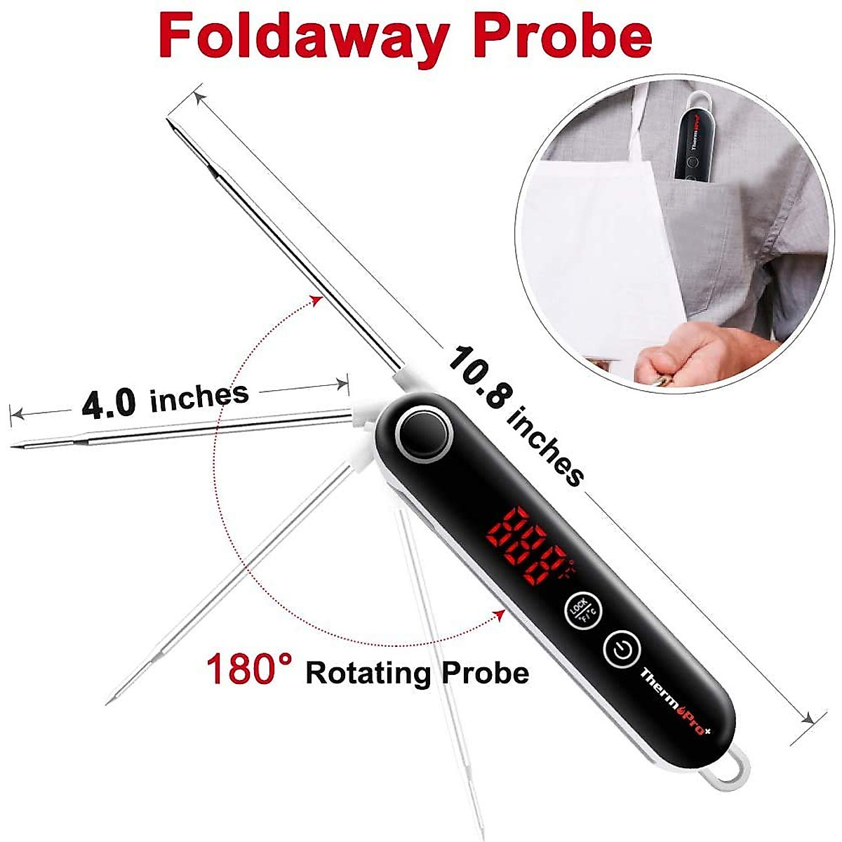 ThermoPro TP18 Ultra Fast Thermocouple Digital Instant Read Meat Thermometer for Grilling BBQ Smoker Kitchen Food Cooking Thermometer for Oil Deep Fry Candy Thermometer