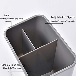 AKOAK 1 Pack Chopstick Holder - Cutlery Storage Box, Sink Cutlery/Spoon/Knife/Fork 3 Compartment with Drain Pipe Ideal Kitchen Organizer