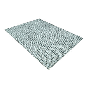 Artisan's Arc Hand Made Checkered Scandinavian Blended Wool Flatwoven Area Rug, White, Teal and Gray, 8x10 | KE18810