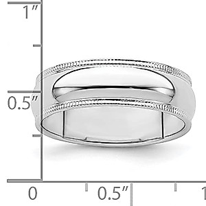 IceCarats 925 Sterling Silver 6mm Half Round Milgrain Plain Classic Wedding Band Ring Size 7.5