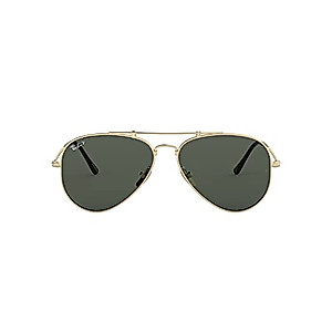 Ray-Ban RB8125M Titanium Aviator Sunglasses, Gold Demigloss/Polarized G-15 Green, 58 mm