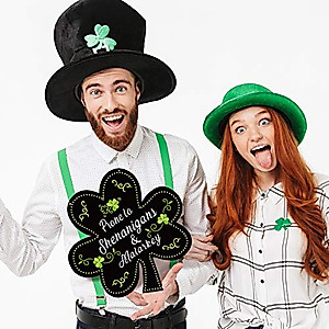 St. Patrick's Day Shamrock Sign 12 x 12 Inch Hanging Shamrock Welcome Sign Prone to Shenanigans and Malarkey Sign Irish Clover Door Sign Holiday Porch Sign Decor for St. Patrick's Day Party Favor