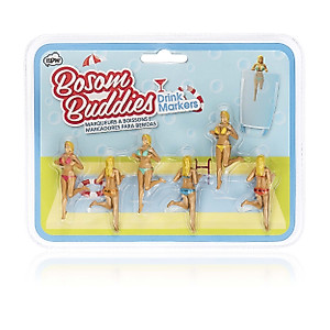 NPW Bosom Buddies Cocktail/Wine Glass Markers, 6-Count
